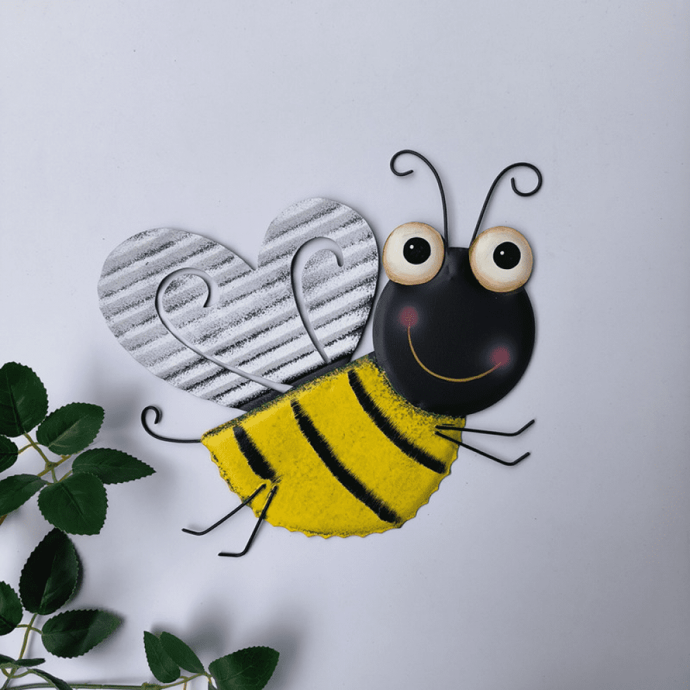 Metal Bee Fence Wall Decoration Outdoor, Bee Wall Art Sculpture Hanging ...