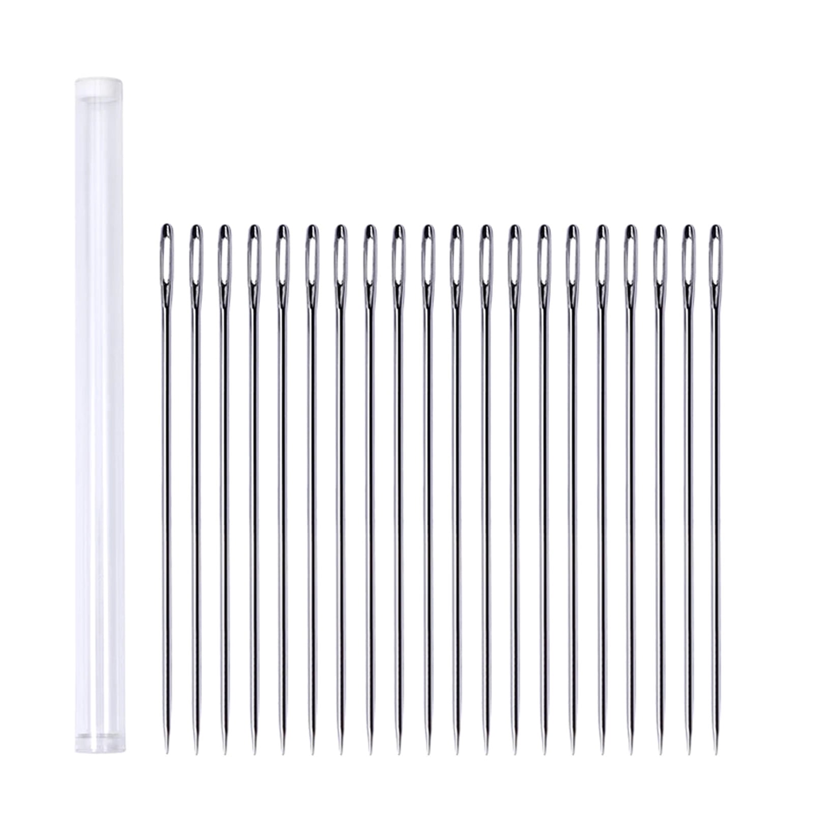 Metal Big Eye Needles 20Pcs with Storage Bottle Kit Long Sewing Needles ...