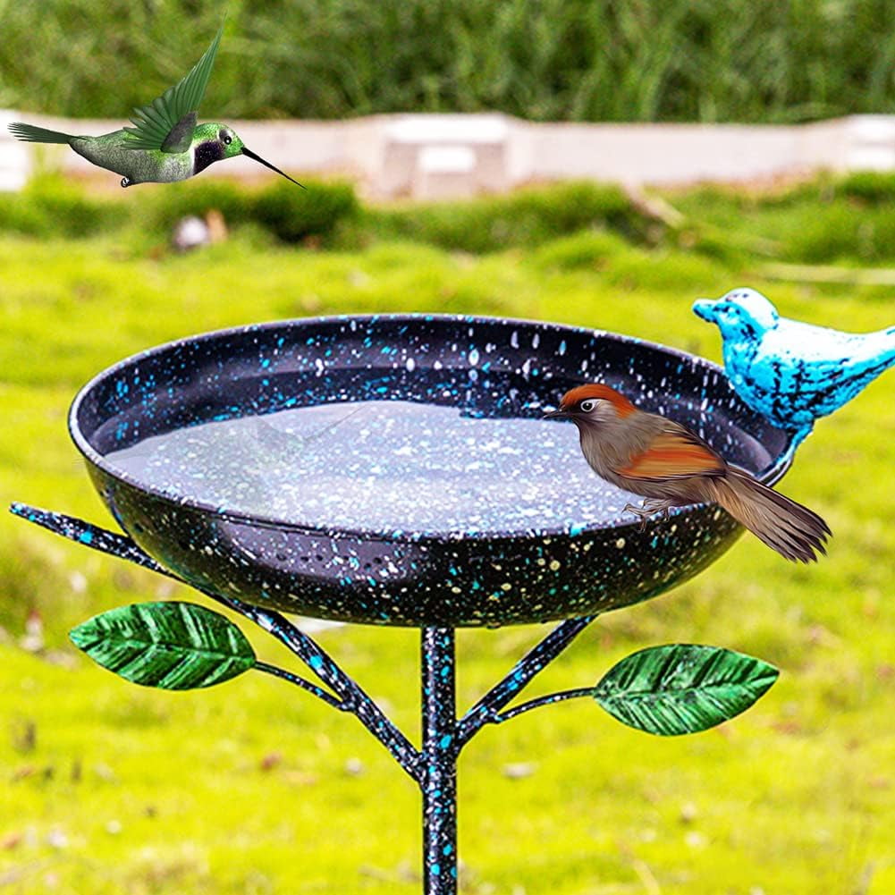 Metal Bird Bath with Garden Stake, Lightweight Birdbath Detachable ...