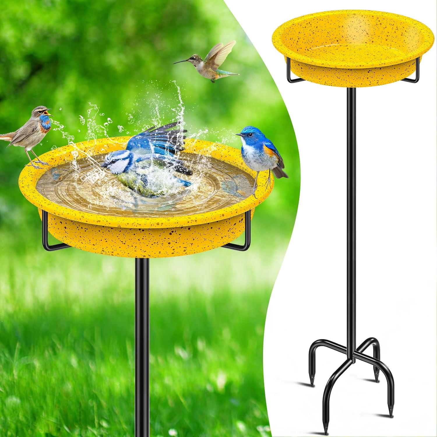 Metal Bird Bath for Outside, Freestanding Birdbaths Detachable ...