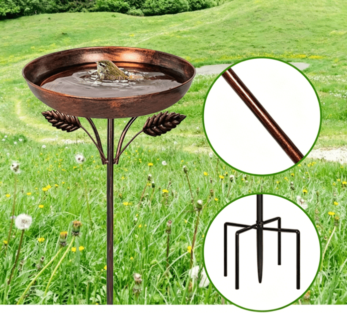 Metal Bird Bath for Outdoor - Garden Bird Bath with Removable Bowl ...