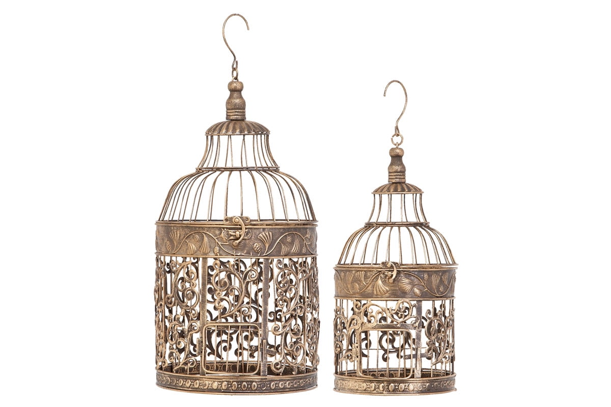 Metal Bird Cage Set Of 2 Bird Keeping With Decor Sense - Walmart.com