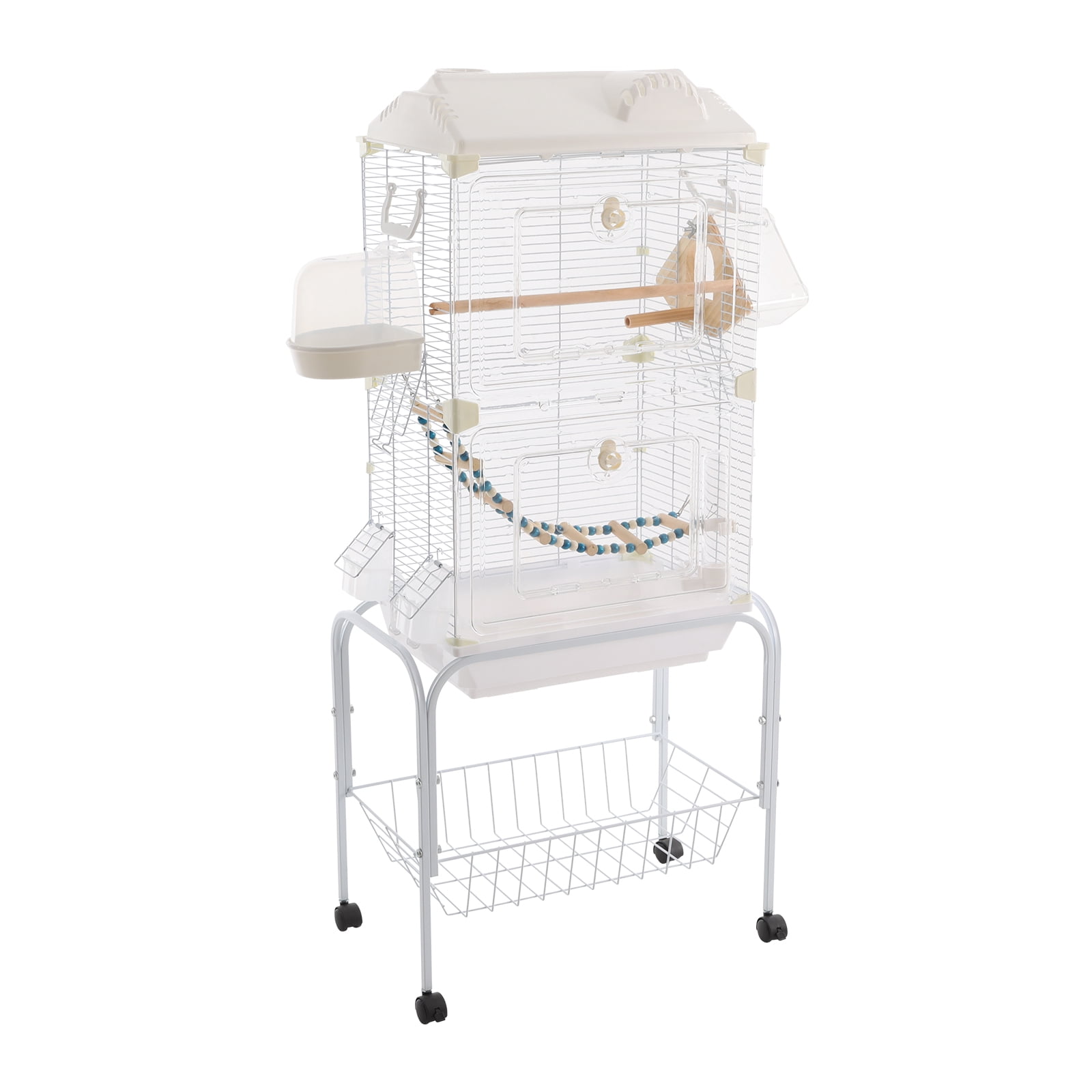 Metal Bird Cage Spacious Bird Cage with Wheels Bird Cage with Perches ...