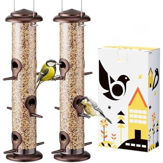 Metal Bird Feeder Hanging Wild Bird Seed Feeder for Mix Seed Blends ...