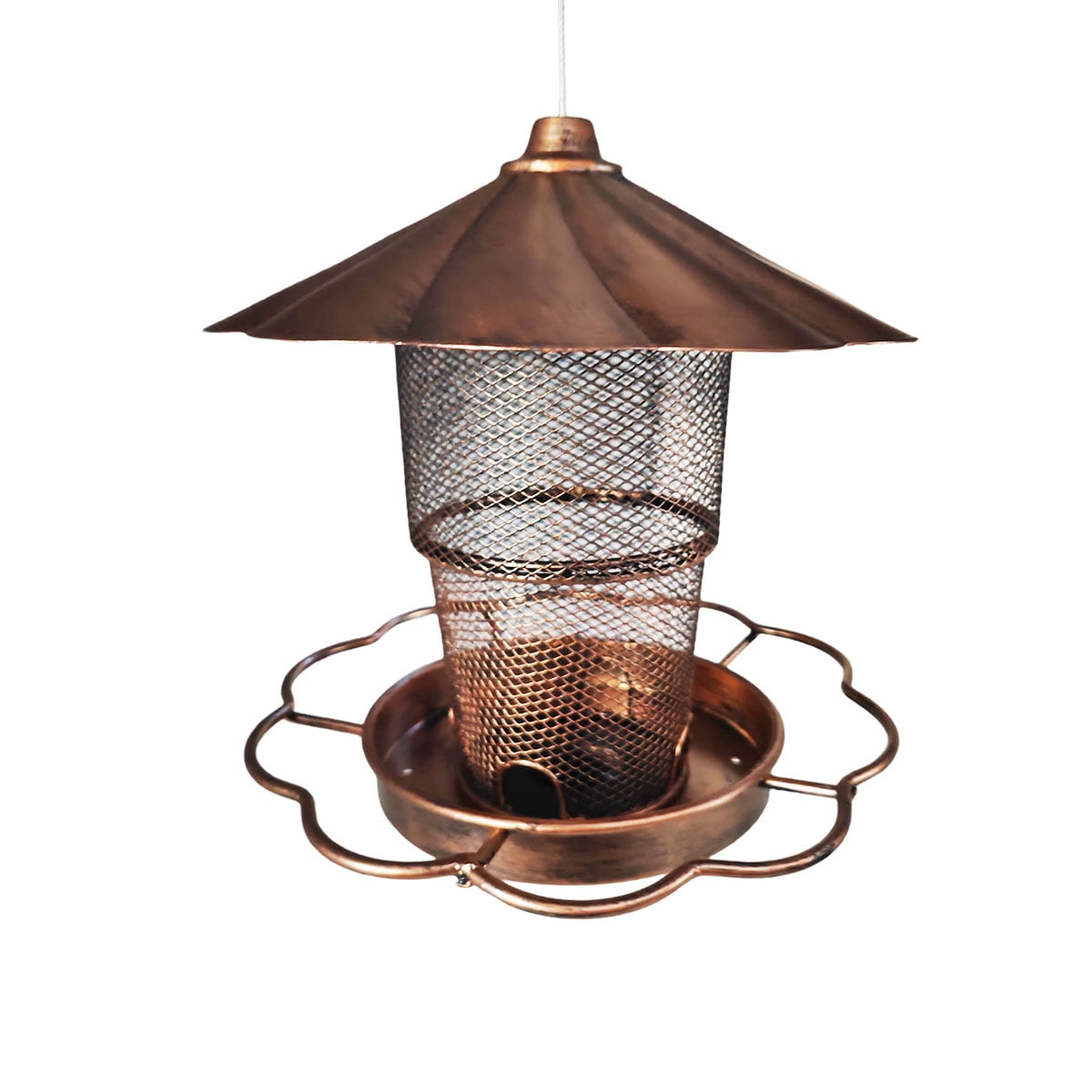 Metal Bird Feeder with Drainage Holes & Flower Roof - Squirrel ...