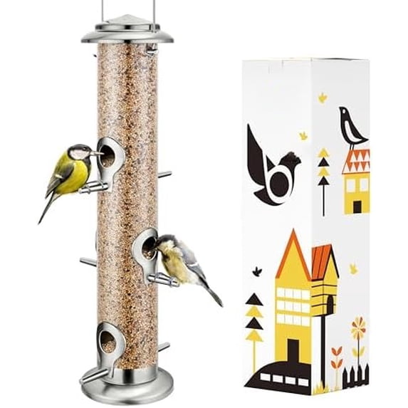 Metal Bird Feeders 6 Ports Hanging Wild Bird Seed Feeder for Mix Seed ...