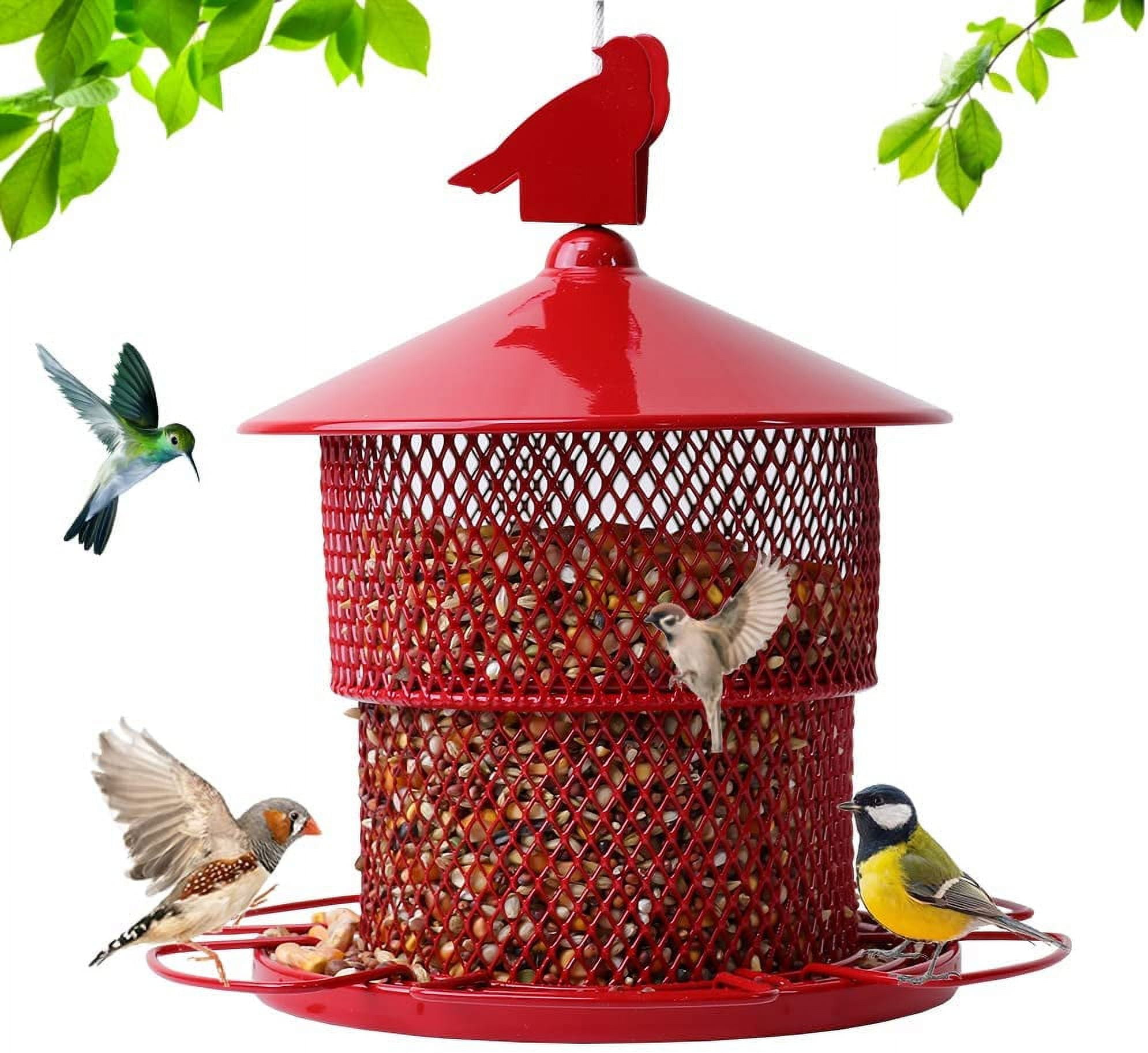 Metal Bird Feeders for Outdoors Hanging, Squirrel Proof Bird Feeder, 4 Lbs Large Capacity, Heavy ...