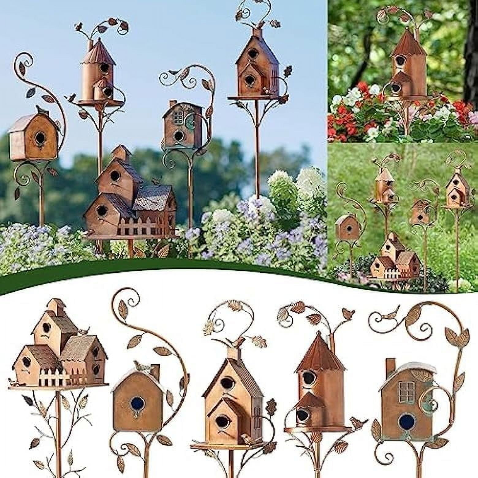 Metal Bird House with Poles，Bird Houses for Outside，Birdhouses ...