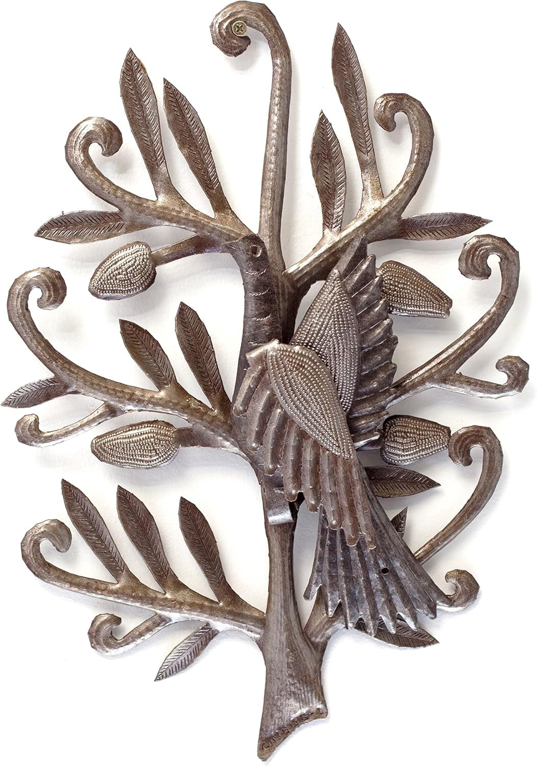Metal Bird Wall Decor, Hanging Bird in a Branch, Fall Garden Theme ...