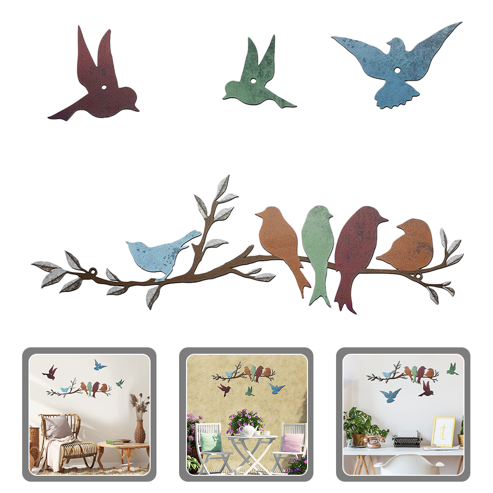 Metal Birds On Branches, 1 Set Metal Birds Wall Art Vivid Birds on ...