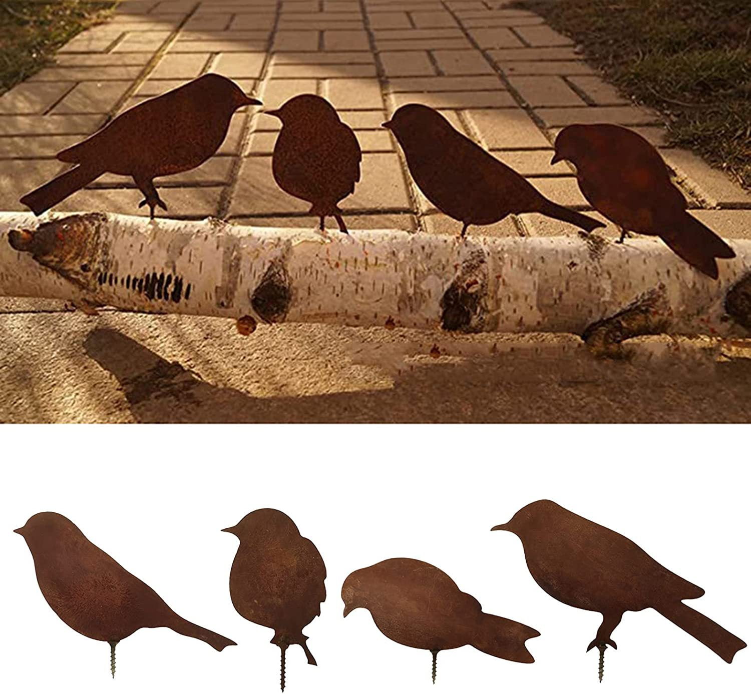 Metal Birds Statues, Rusty Birds Decoration, Lifelike Patina Metal ...