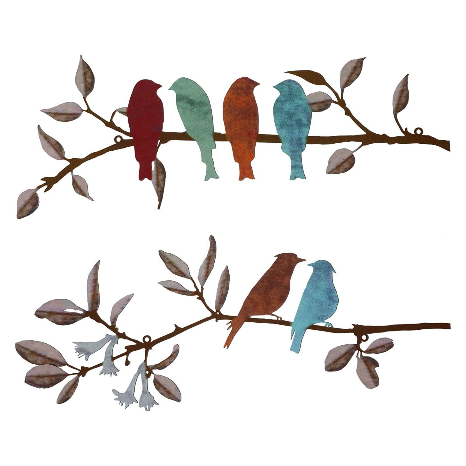 Metal Birds Wall Art Decoration 2Pc Vivid Birds on Branch Wall Metal ...