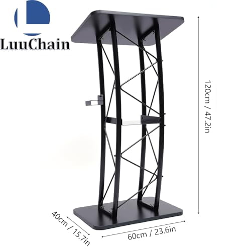 Metal Black Podium Conference Presentation Pulpit Curved Design Cup ...
