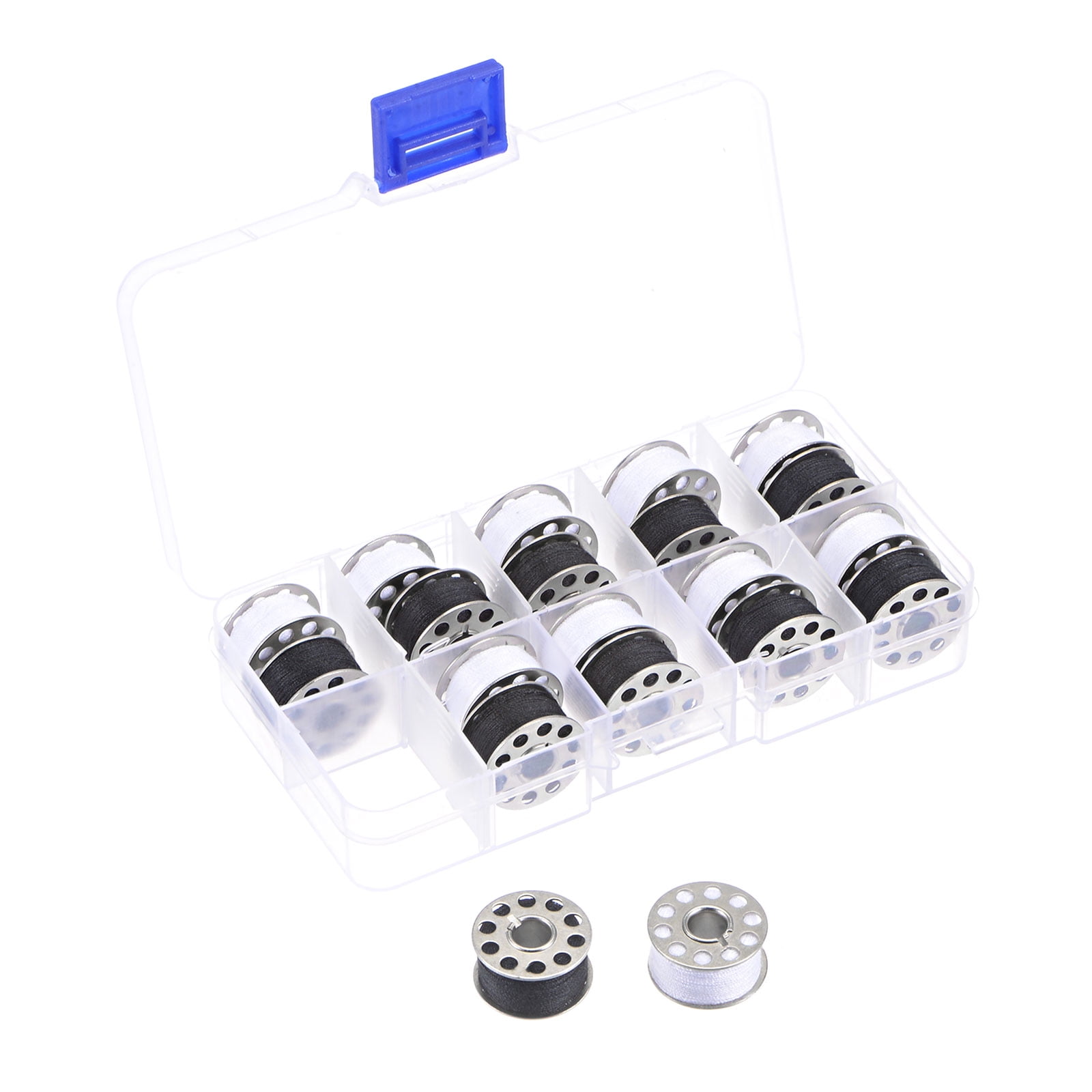 Metal Bobbins and Prewound Sewing Thread Set of 20pcs with Bobbin Case ...