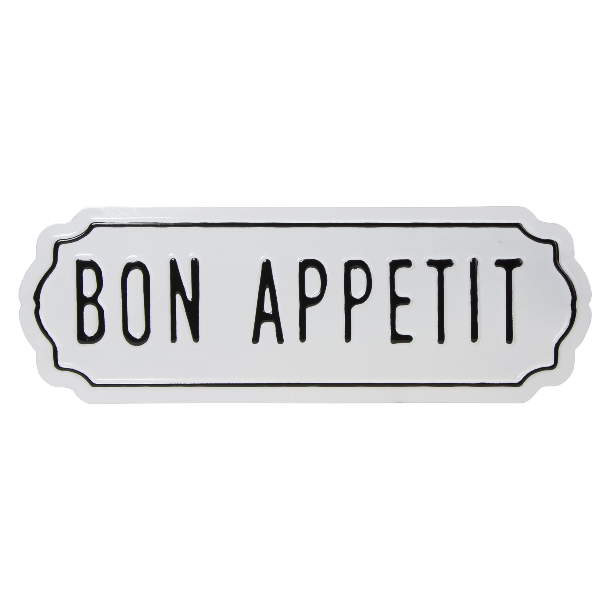 Metal "Bon Appetit" Sign Wall Decor - 14" - Black and White - Walmart.com