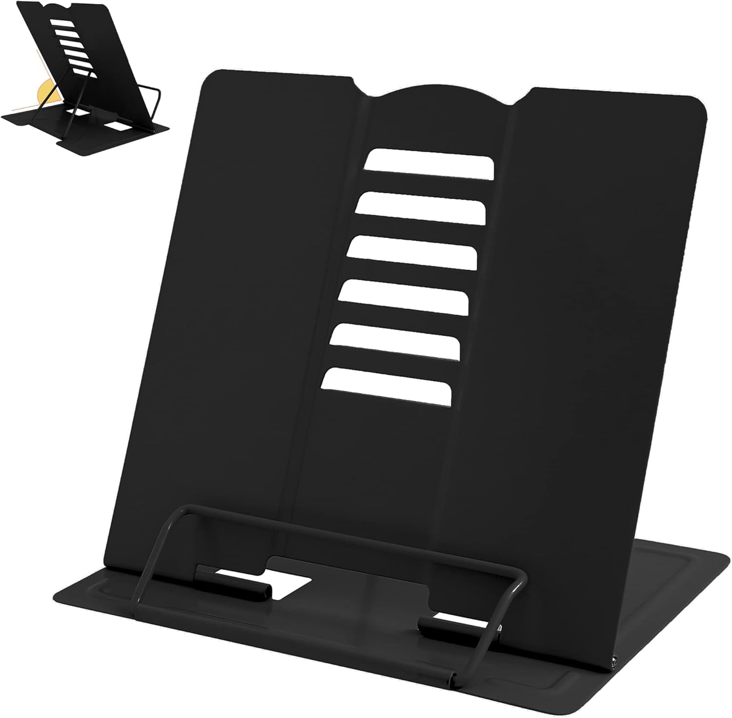 Metal Book Stand - Adjustable Book Holder for Reading (Full Black ...