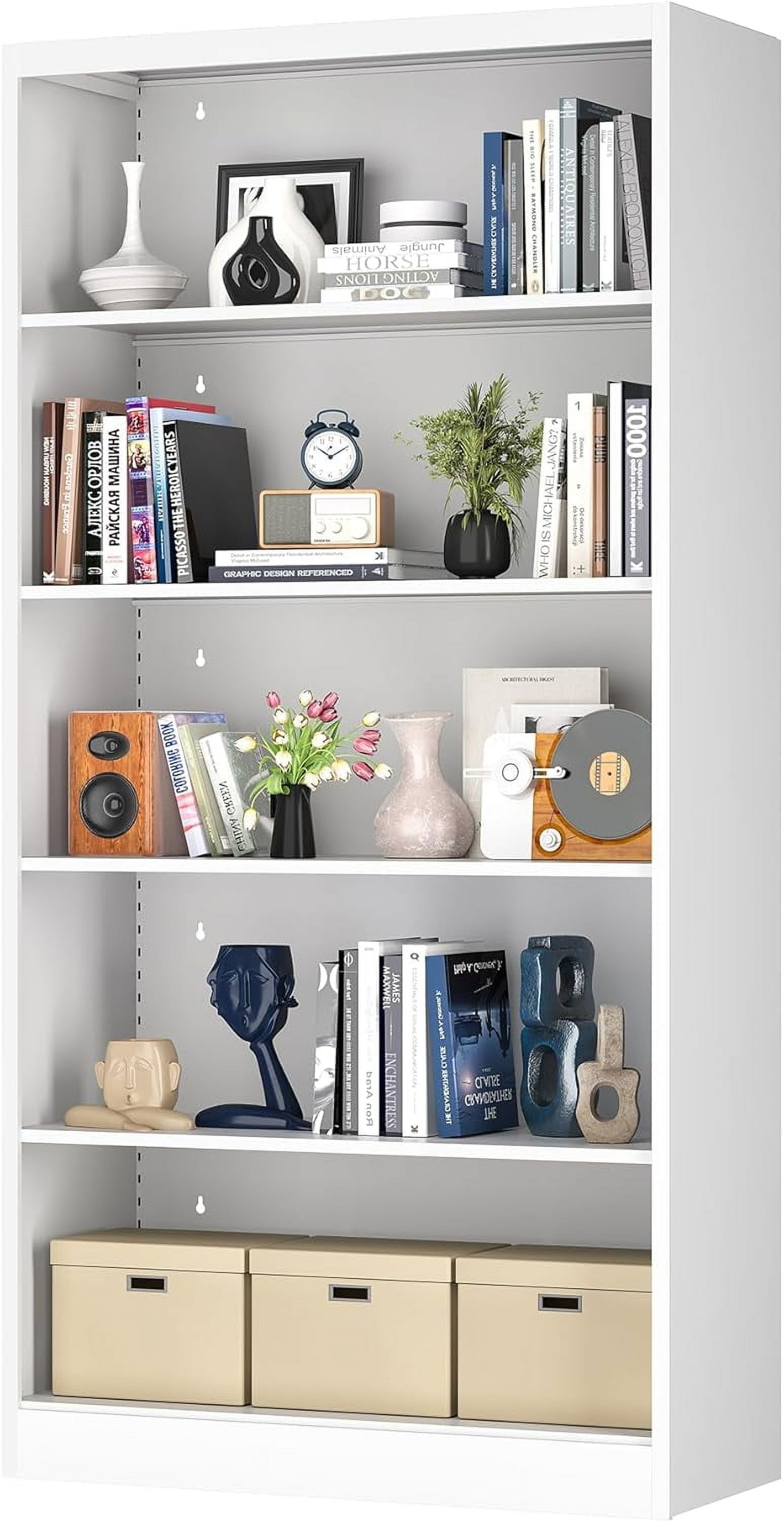 Metal Bookcase, 14" Deep Bookshelf, 66" Tall Bookcases with Adjustable ...