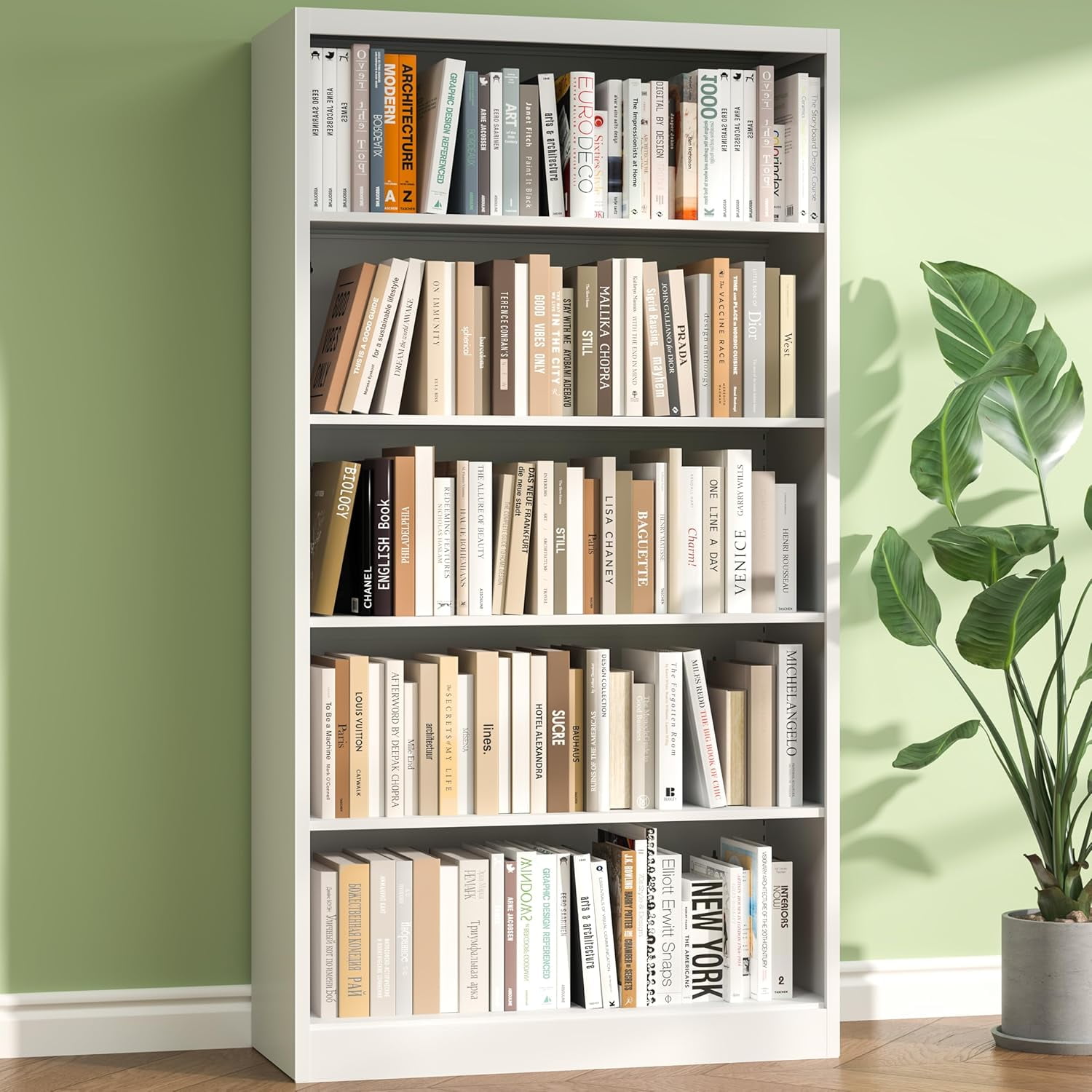 Metal Bookcase and Bookshelf, 66 in Tall White Bookshelf with 4 ...