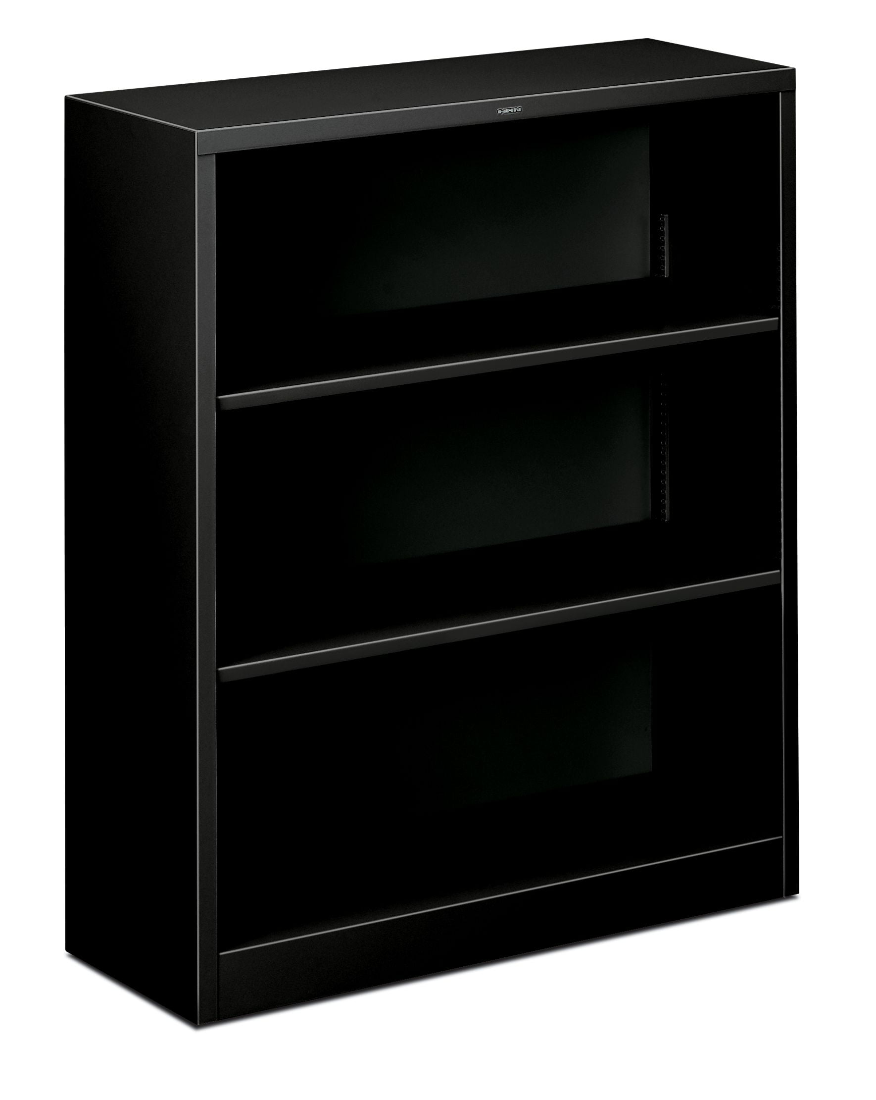 Metal Bookcase, Three-Shelf, 34-1/2w X 12-5/8d X 41h, Black | Bundle of ...