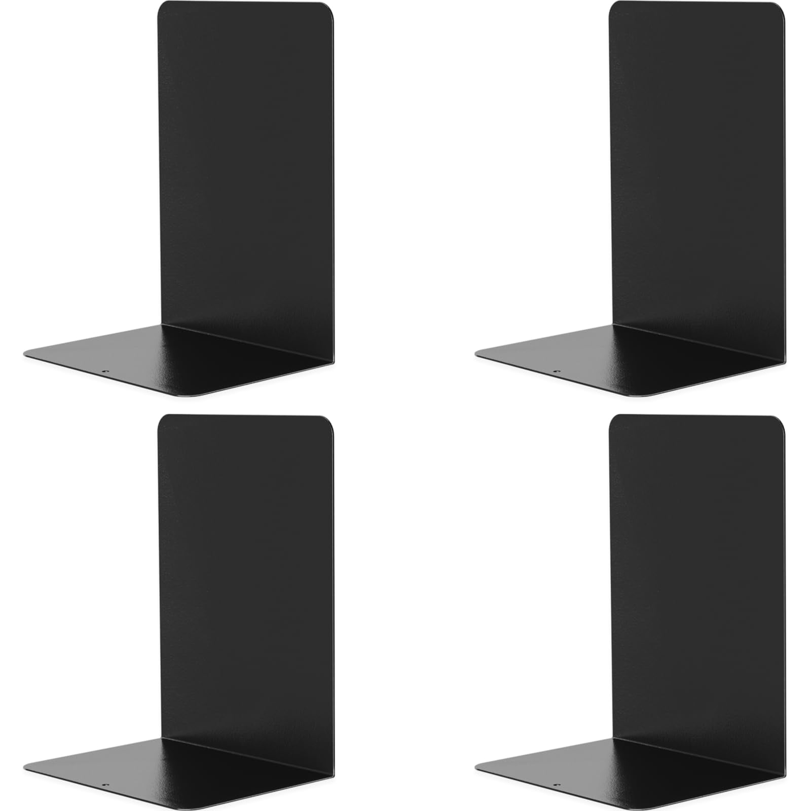 Metal Bookends, 4 Pairs Black Metal Book Ends Heavy Duty for Shelves ...