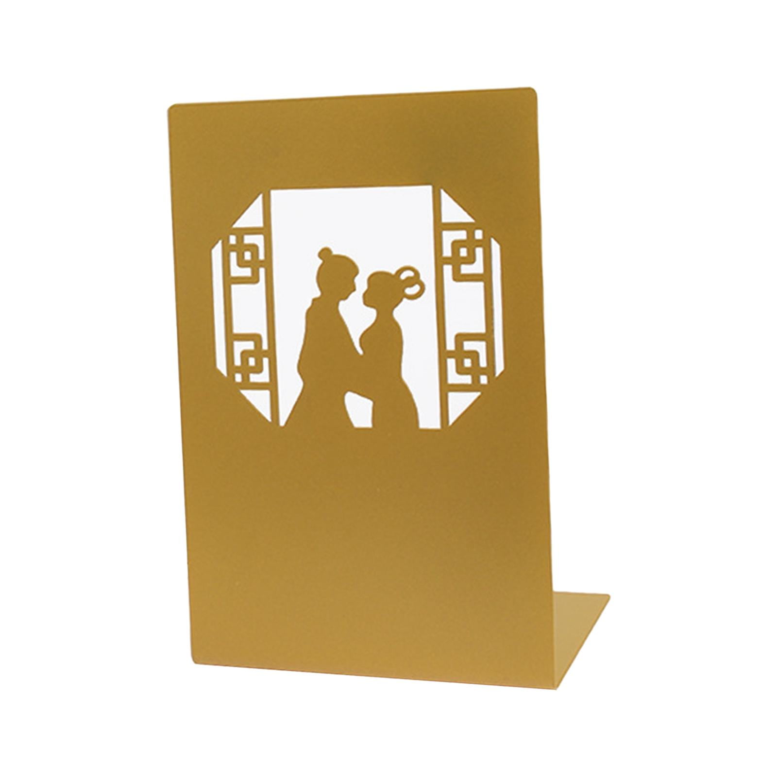 Metal Bookends Bookshelf Book Stopper Desk Decoration Non Slip Book ...