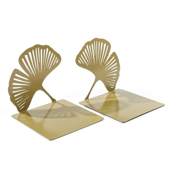 Metal Bookends for Shelves Hollowed Ginkgo Leaf Bookends Metal Book ...