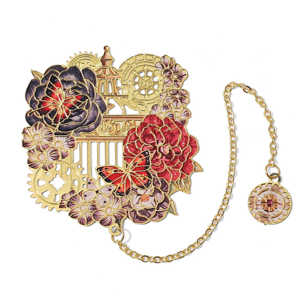 Metal Bookmarks Flower & Clock Book Markers Retro Bookmarks with ...