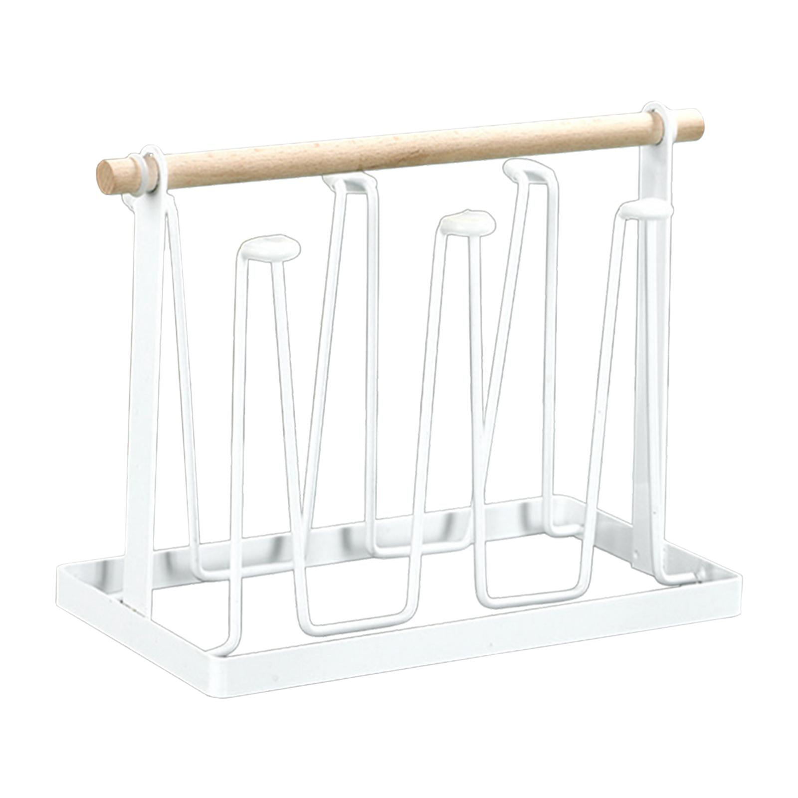 Metal Bottle Drying Rack Water Bottle Drying Drainer Rack Wooden Handle ...