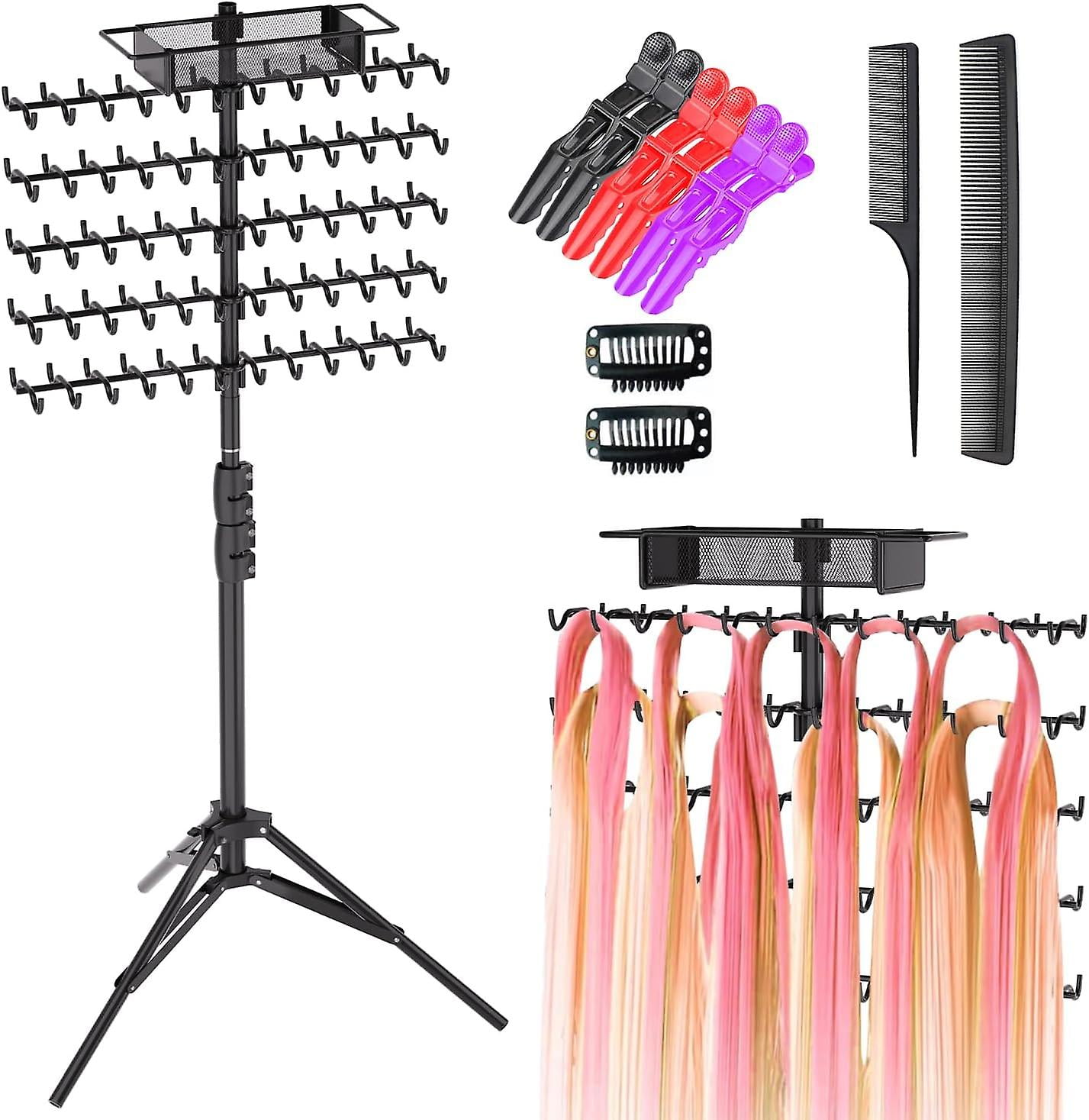 Metal Braiding Hair Rack, Foldable Hair Braiding Rack with 120 Pegs ...