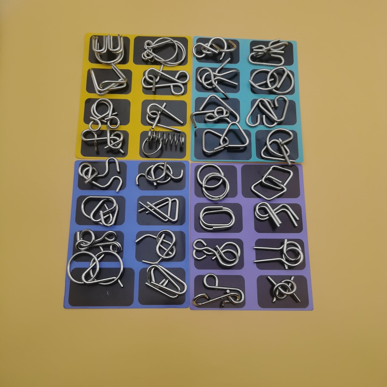 Metal Brain Teaser Puzzle Ring Set, Disentanglement Logic Game, Chinese ...