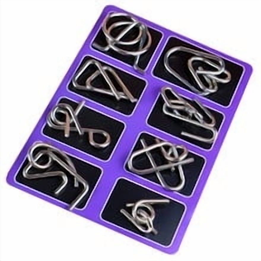 Metal Brain Teaser Puzzle Set – 8 Piece Chinese Rings Disentanglement ...
