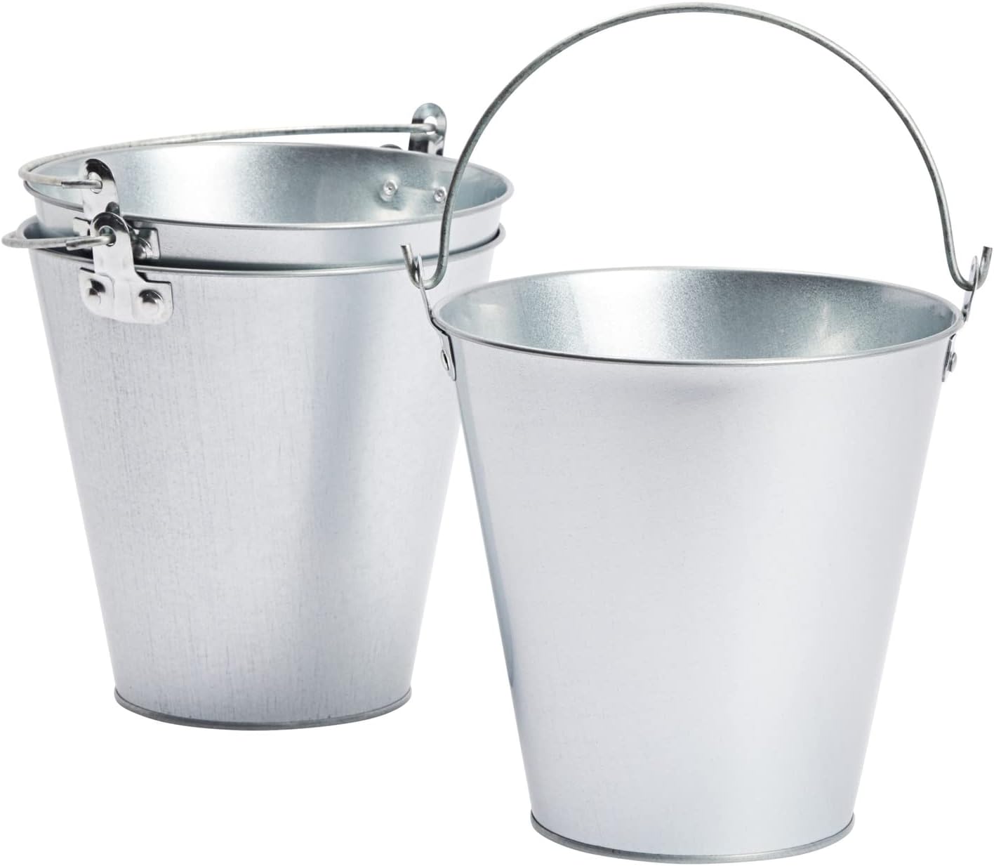 Metal Bucket 3-Pack - 7 in Top Dia x 4.5 in Bottom x 7.2 in H, 100 oz ...