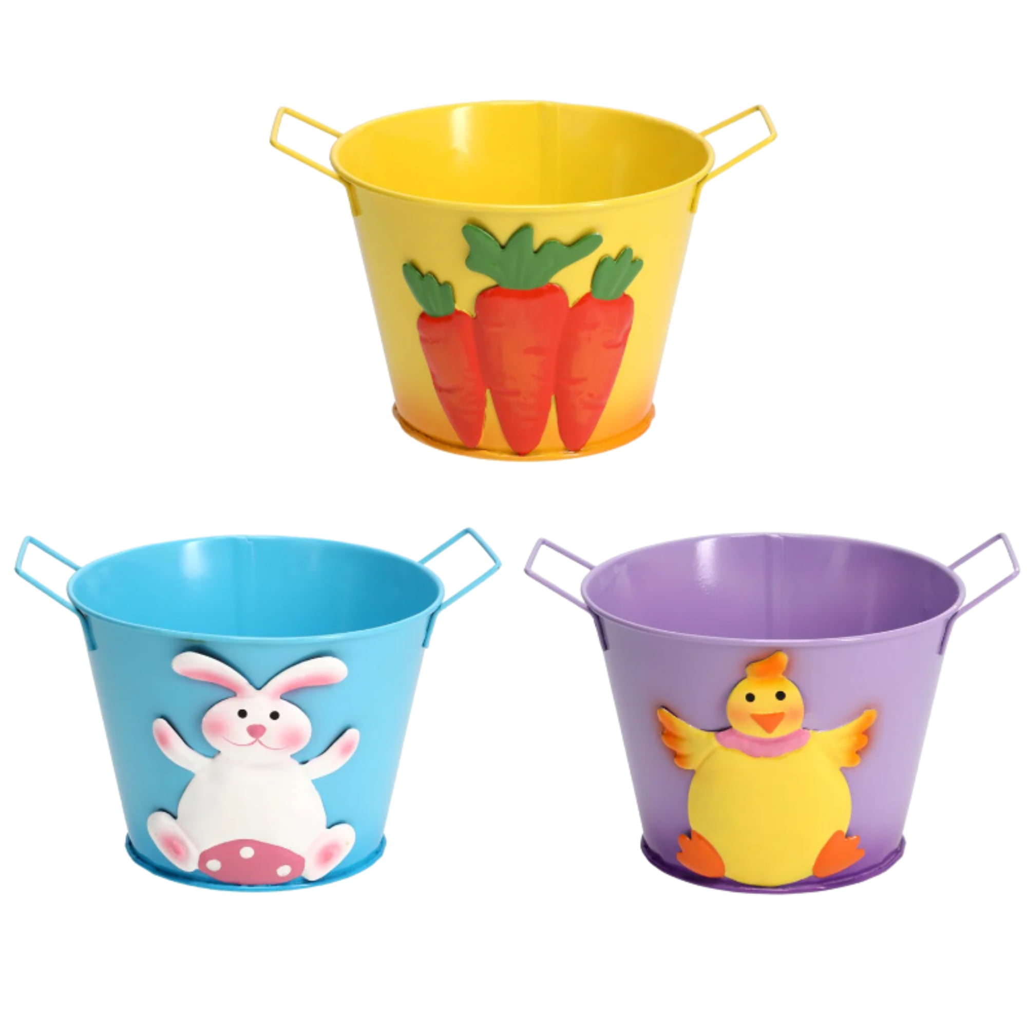 Metal Bucket with Easter Character Icons Reusable & Stackable Party ...