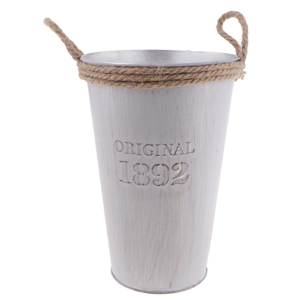 Metal Bucket Tray - Galvanized Farmhouse Decor with Hanging Rope for ...