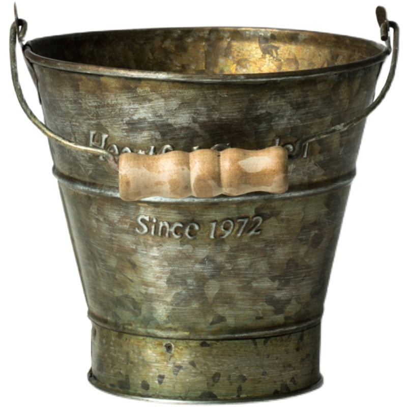 Metal Bucket – Vintage Decorative Pail with Wooden Handle for Garden ...
