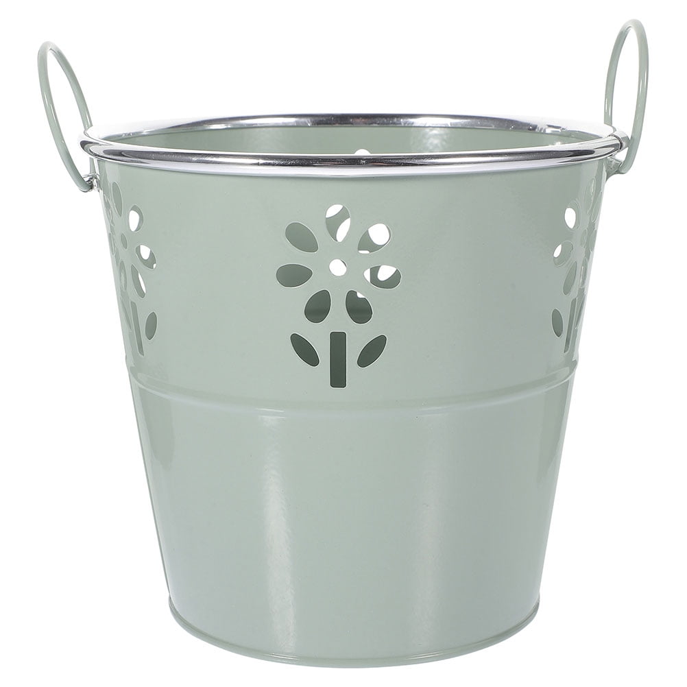 Metal Buckets Galvanized Pail With Handles Hollow Pattern Succulent ...