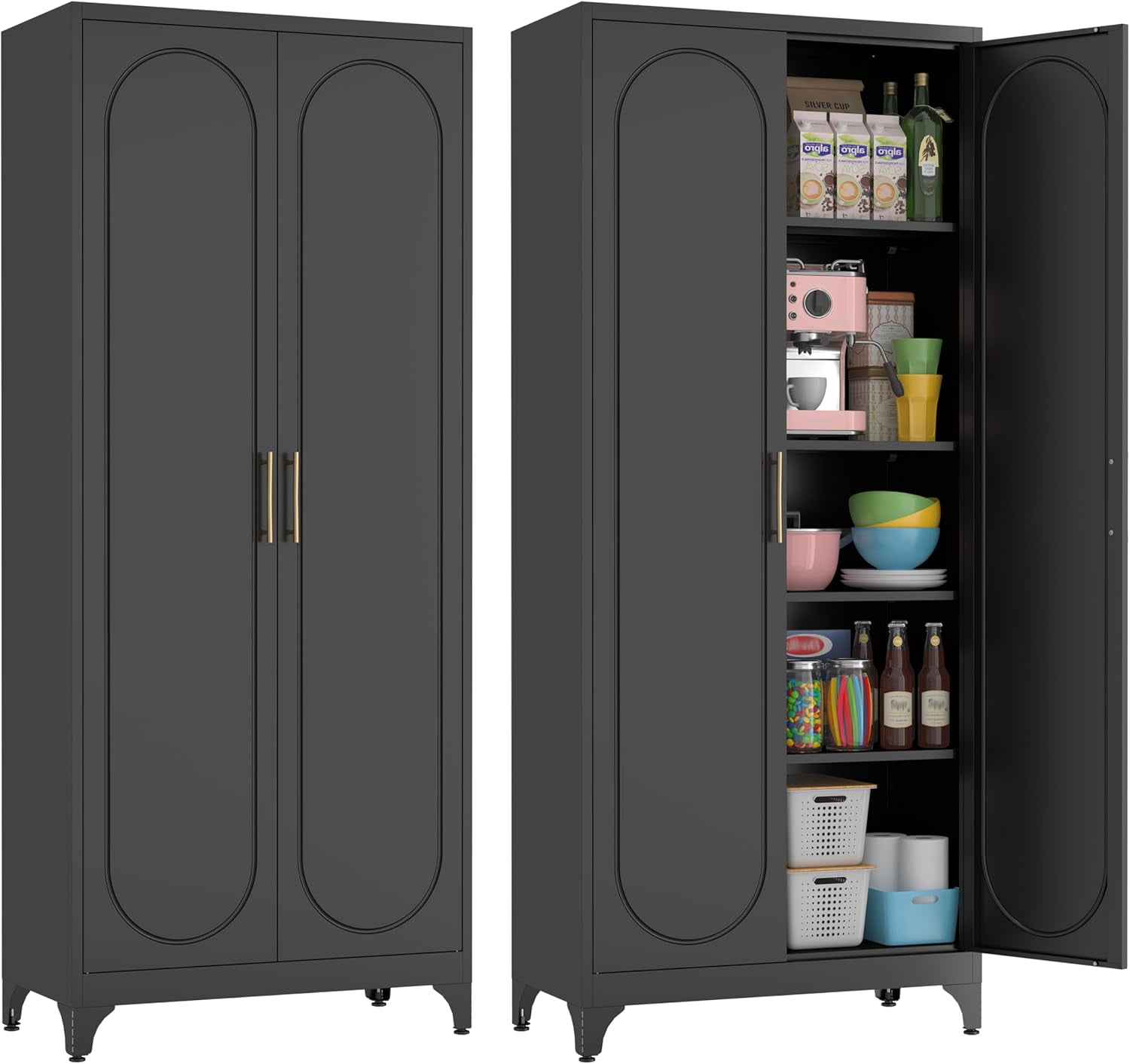 Metal Buffet Cabinet with Storage Accent Sideboard Cabinet with Doors ...