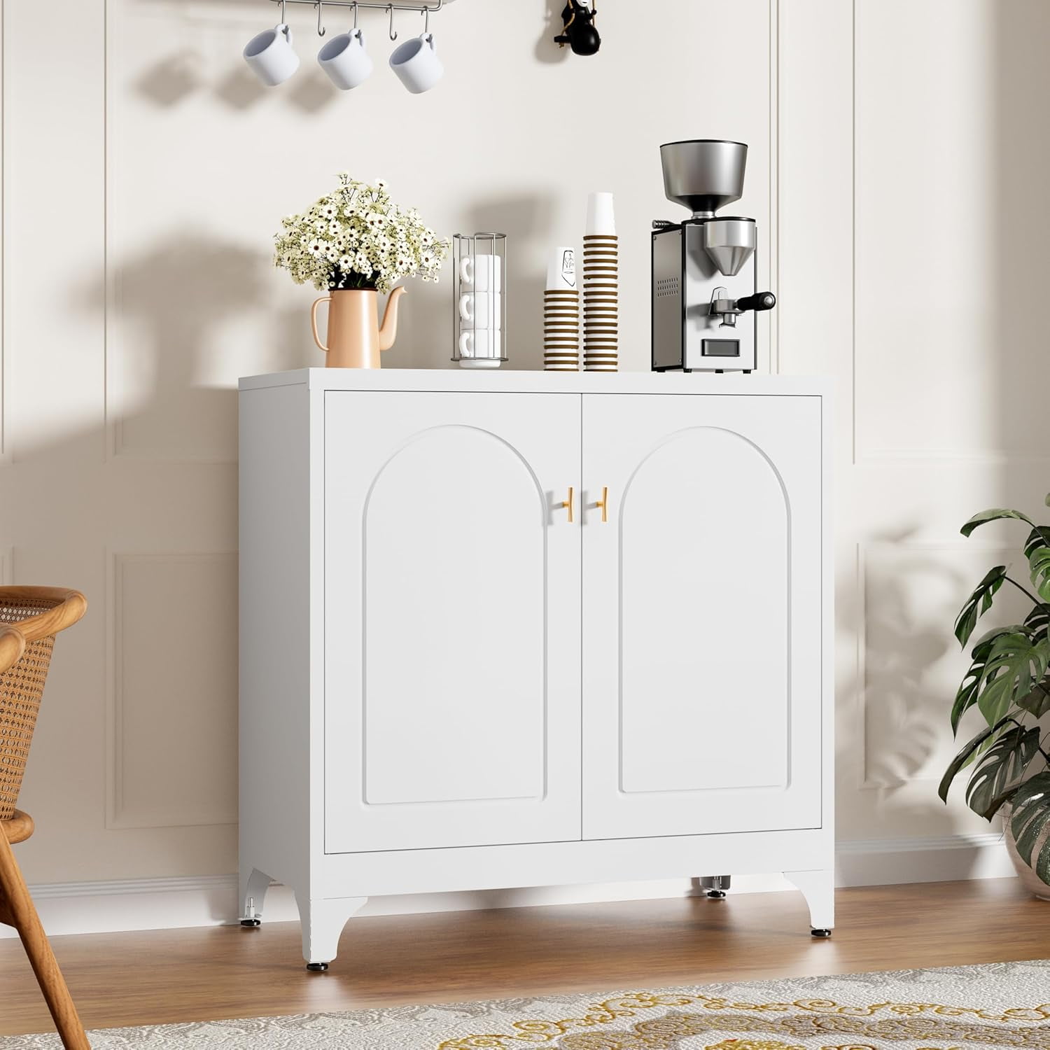 Metal Buffet Cabinet with Storage, Accent Sideboard Cabinet with Doors ...