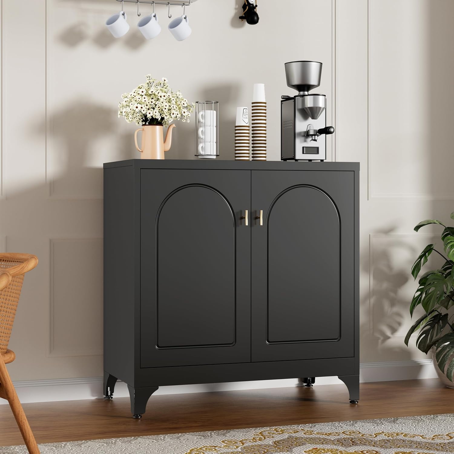 Metal Buffet Cabinet with Storage, Accent Sideboard Cabinet with Doors ...