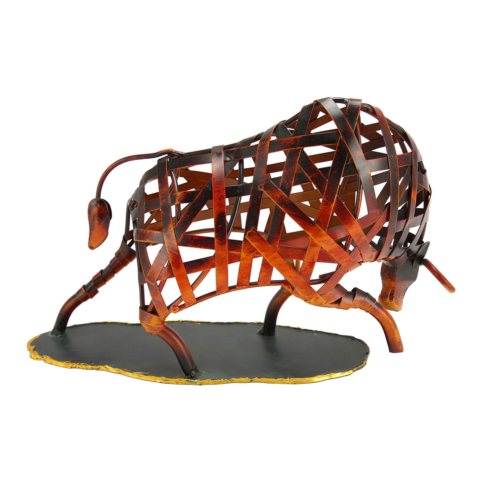 Metal Bull Sculpture Hollowed Retro Style Stable Base Rich Details Wall ...