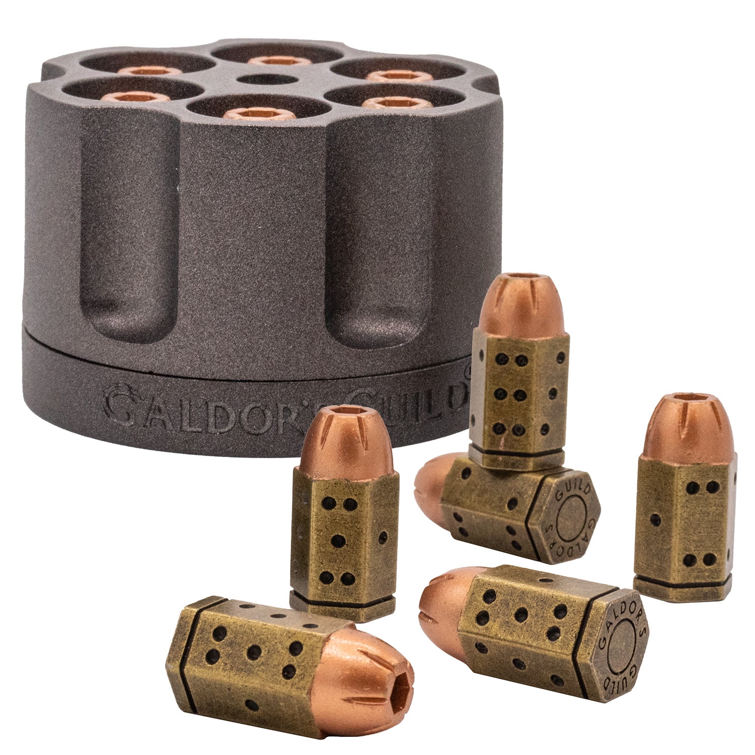 Metal Bullet Dice & Revolver Cylinder Holder | 6 D6 Roleplaying Dice ...