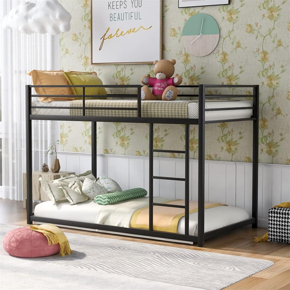 Metal Bunk Bed Full over Full, Heavy Duty Bunk Bed Frame with Full ...