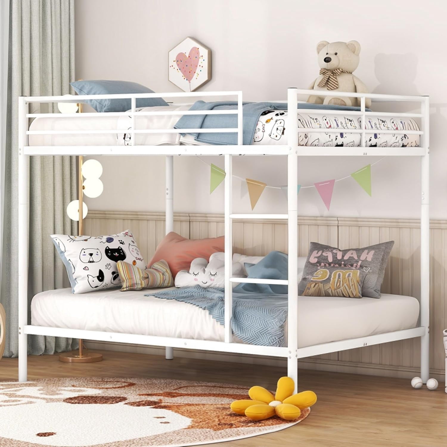 Metal Bunk Bed Full Over Full with Safety Guardrails,Bedframe,Bunk Beds ...