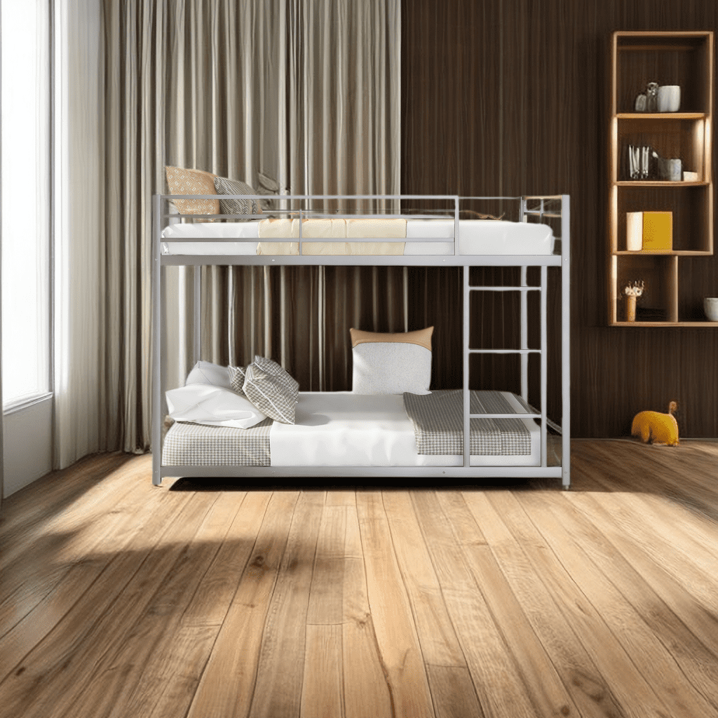 Metal Bunk Bed Full Over Full with Ladder, Low Bunk Bed Frame with ...