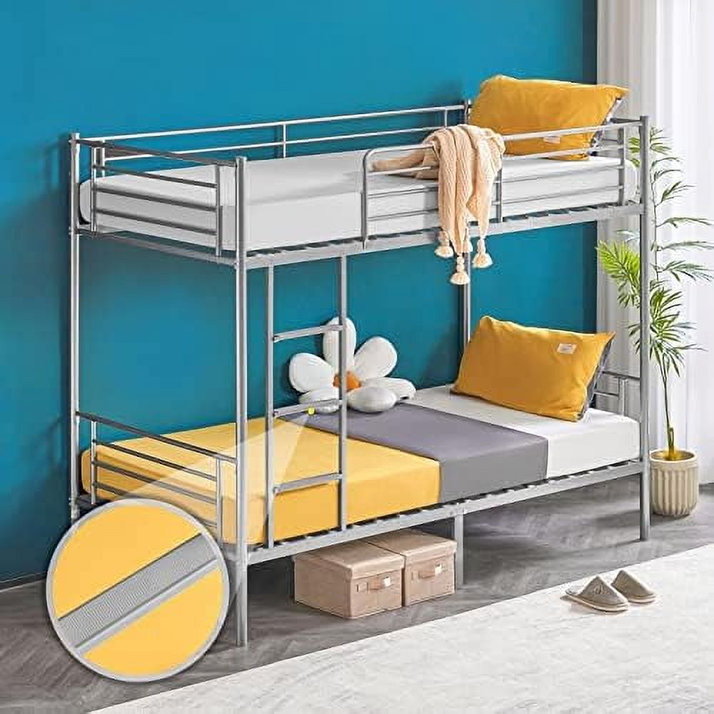 Metal Bunk Bed Twin Over Twin Bed Frames for Kids Bunk Beds with Flat ...