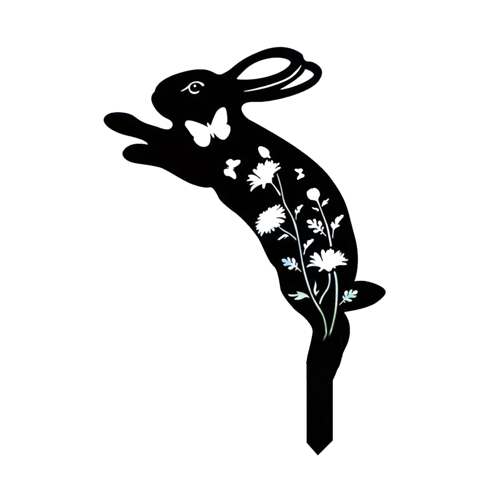 Metal Bunny Garden Decor - Rabbit Yard Art Stakes, Outdoor Easter Decor ...