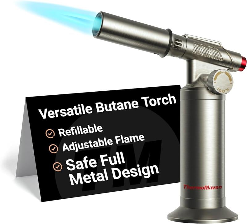Metal Butane Torch, Refillable Cooking Kitchen Torch, Fit All Butane ...