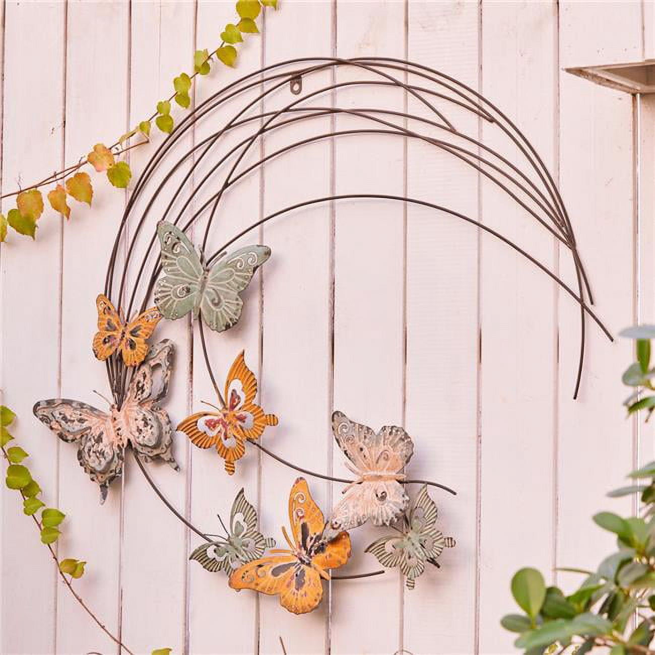 Metal Butterflies Moon Indoor & Outdoor Wall Decor, Multi Color ...