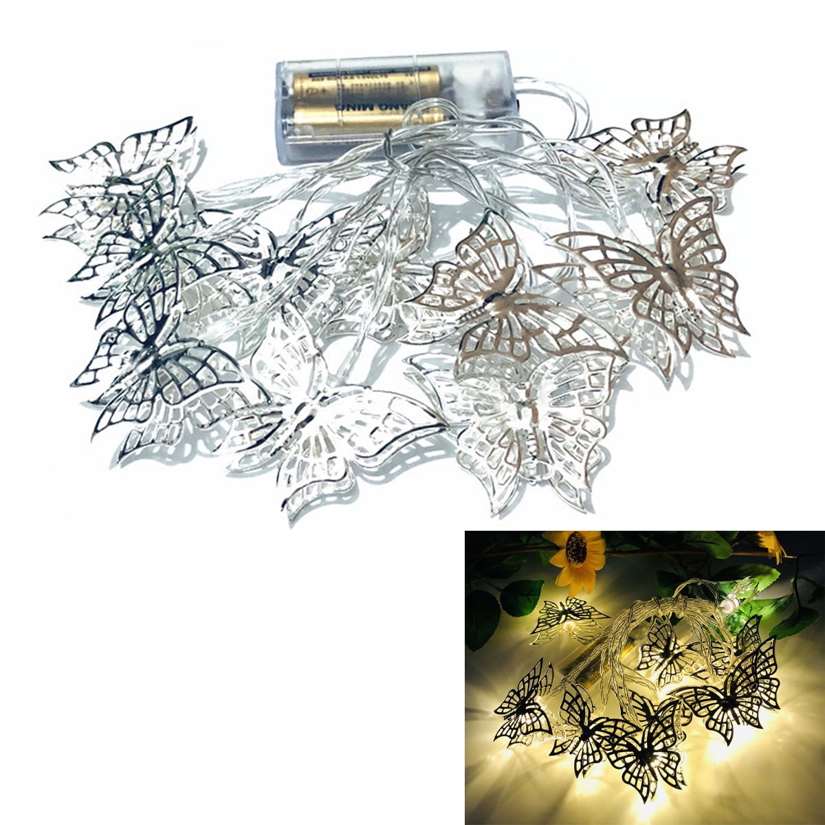 Metal Butterfly String Lights,Tutuviw 10ft 20 LED Butterfly Fairy ...