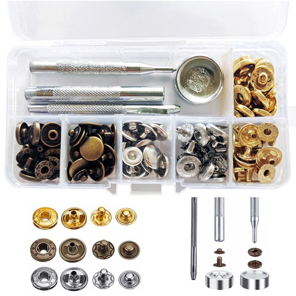 Metal Buttons Comes With Tool Box Coat Snap Set - Walmart.com